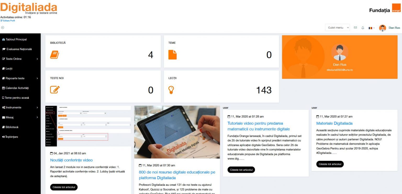 Cont Elev - Platforma Digitaliada